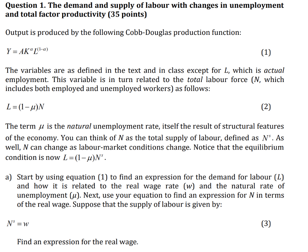 Solved Question 1. The demand and supply of labour with | Chegg.com