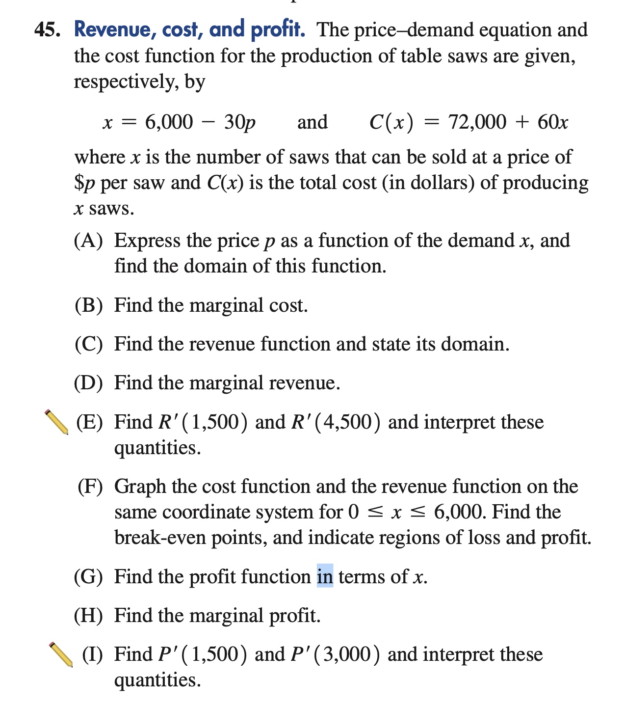 Solved 45 Revenue Cost And Profit The Price Demand