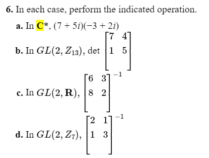 Solved In each case, perform the indicated operation.In | Chegg.com