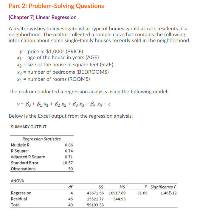 Solved Part 2: Problem Solving Questions [Chapter 7] Linear | Chegg.com