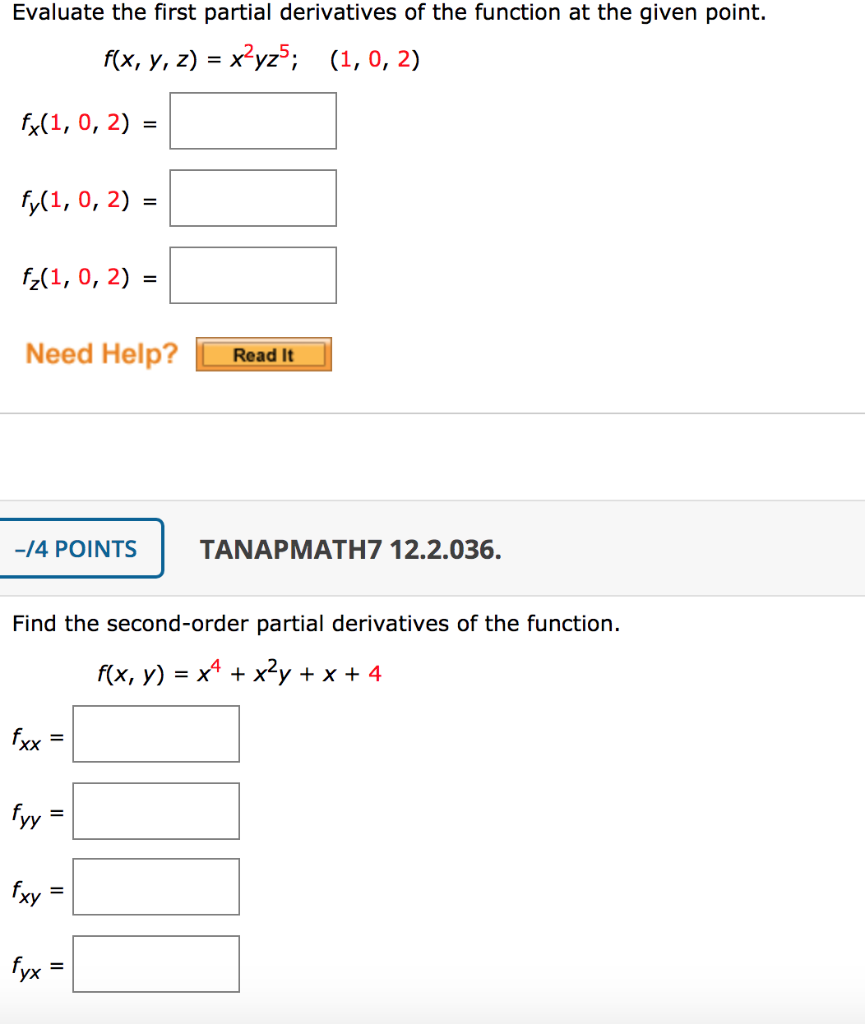 Solved Evaluate the first partial derivatives of the | Chegg.com