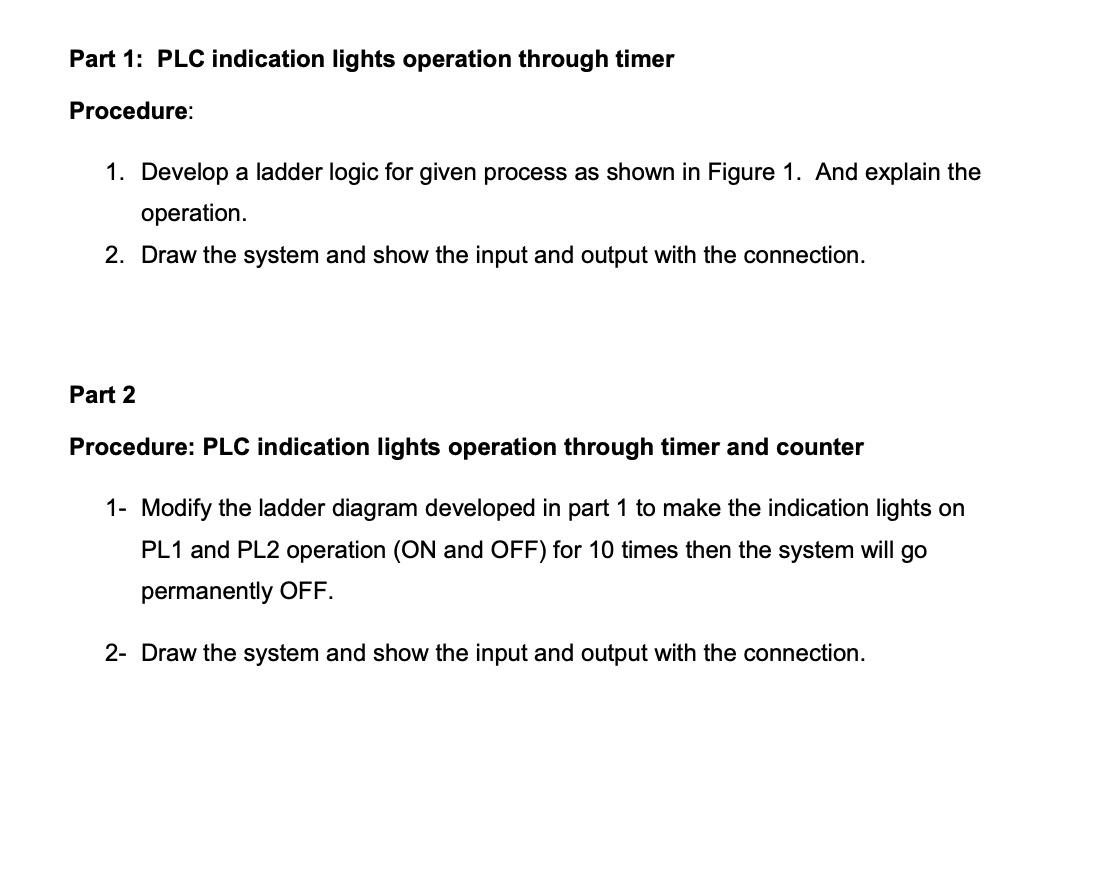 Description PLC indication lights operation: two | Chegg.com