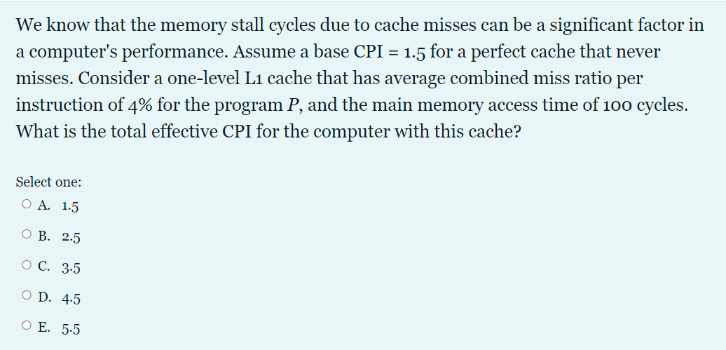 Solved = We know that the memory stall cycles due to cache | Chegg.com