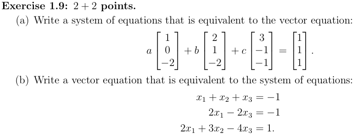 Solved Exercise 1.9: 2+2 points. (a) Write a system of | Chegg.com