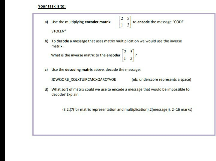 Solved Encoding and decoding Codes moive swapping letters in | Chegg.com