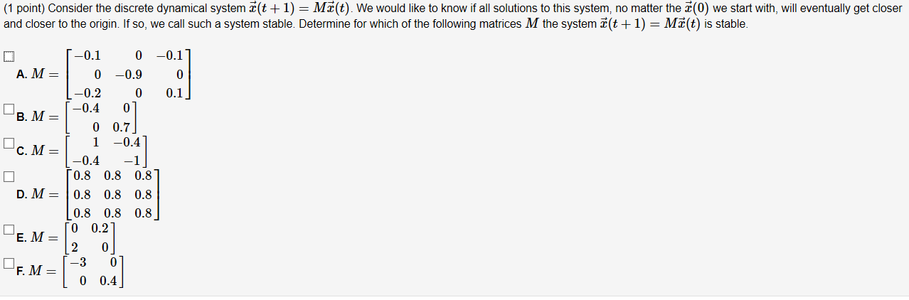 Solved consider the discrete dynamical | Chegg.com