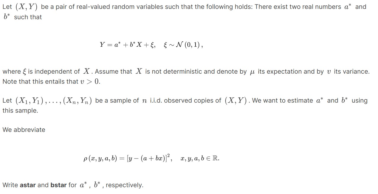 Solved Compute the LSE (â, ô) of (a*, b*) in terms of n = ΣΧ | Chegg.com