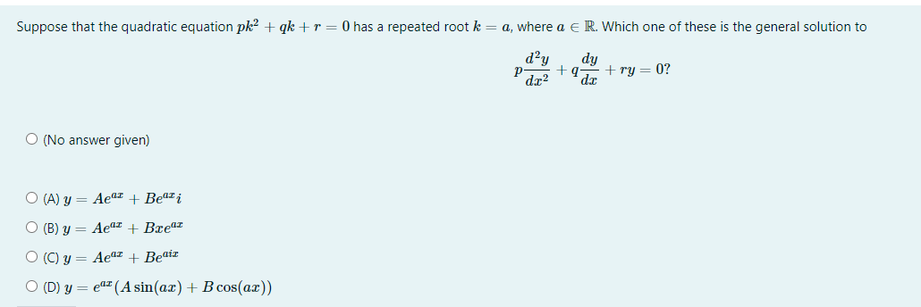 Solved Suppose that the quadratic equation pk+ qk+r=0 has a | Chegg.com
