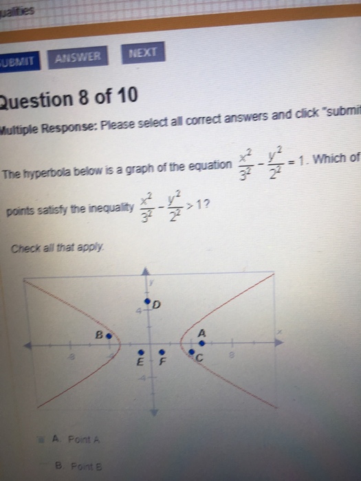 Solved The hyperbola below is a graph of the equation | Chegg.com