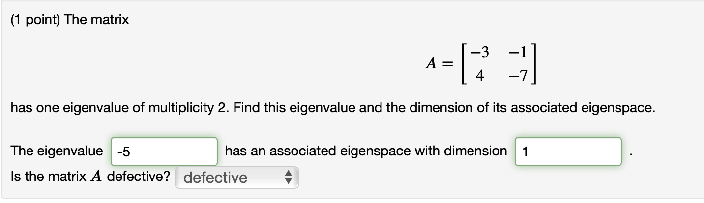 Solved How do you know the matrix is defective in here, | Chegg.com