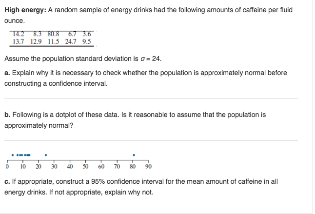 Solved High energy: A random sample of energy drinks had the | Chegg.com