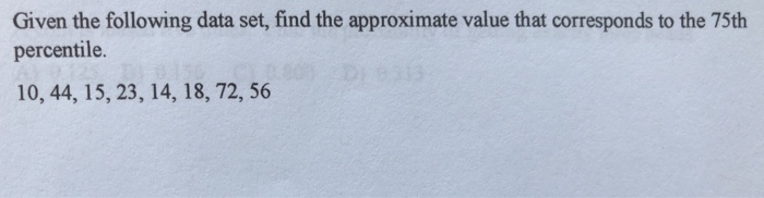 Solved Given the following data set, find the approximate | Chegg.com