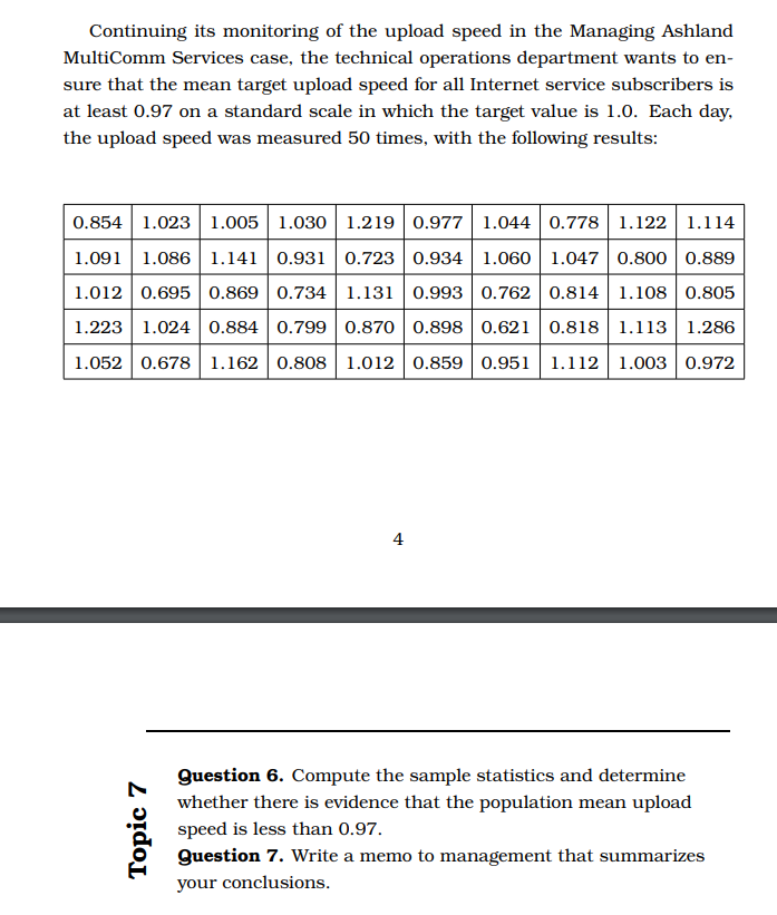 Solved Continuing its monitoring of the upload speed in the | Chegg.com