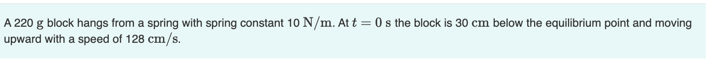Solved A 220 ﻿g block hangs from a spring with spring | Chegg.com