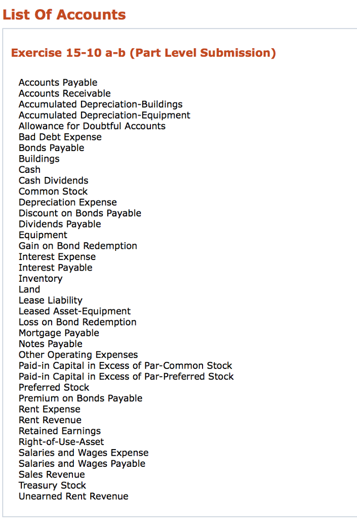 Solved Exercise 15-10 a-b (Part Level Submission) Carla | Chegg.com