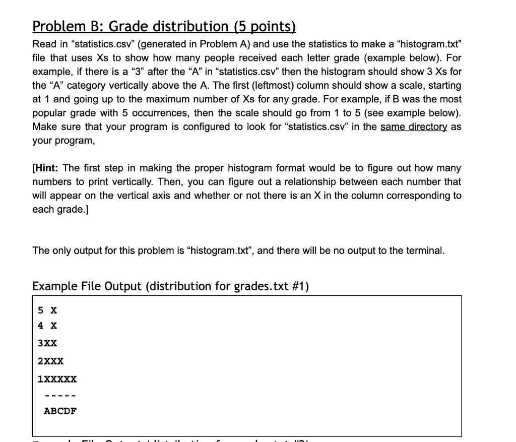 Solved Problem B: Grade distribution (5 points) Read in | Chegg.com