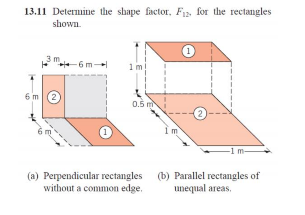 Solved 13.11 Determine the shape factor, Fi2, for the | Chegg.com