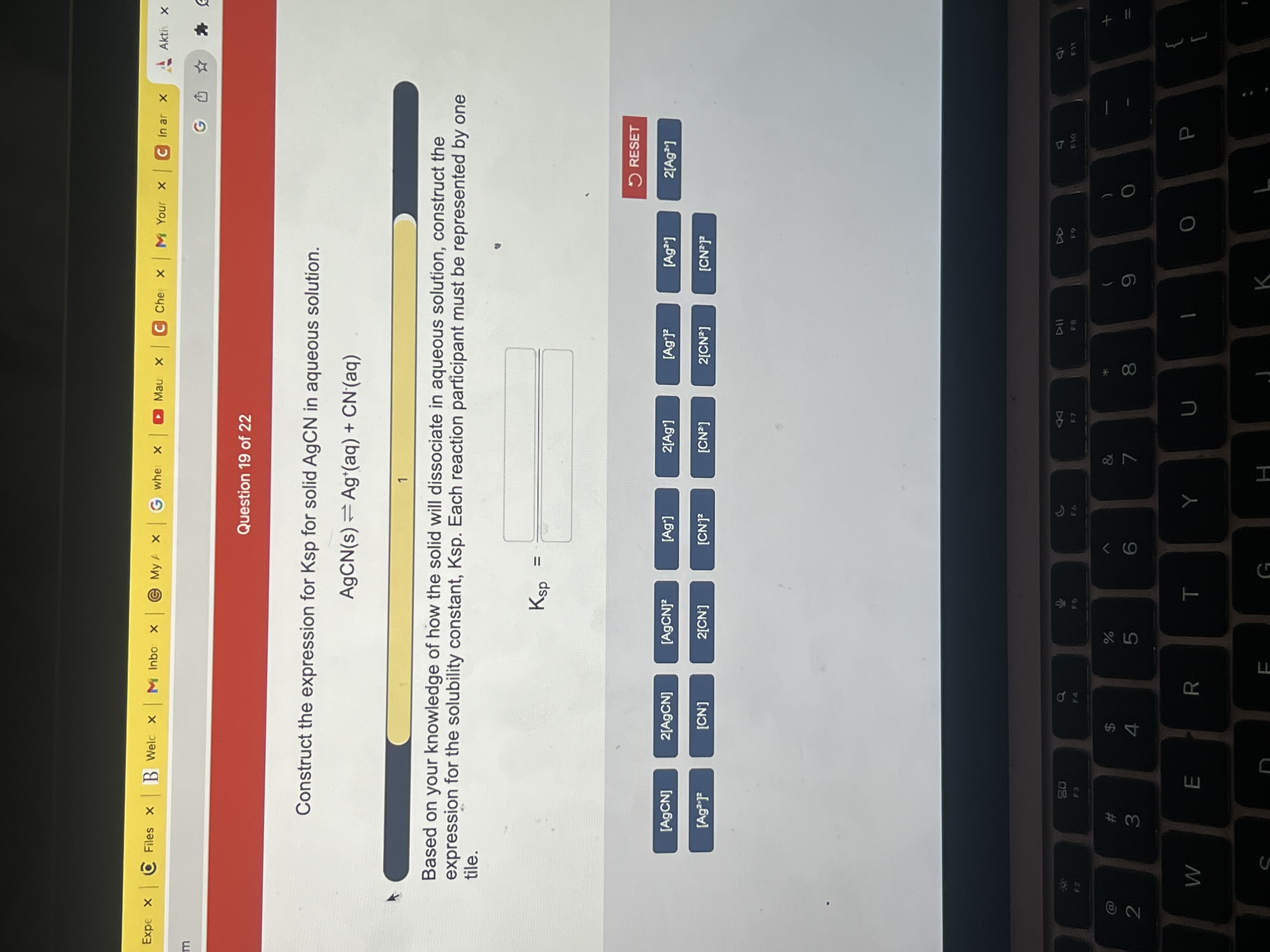 Solved Construct the expression for Ksp for solid AgCN in | Chegg.com