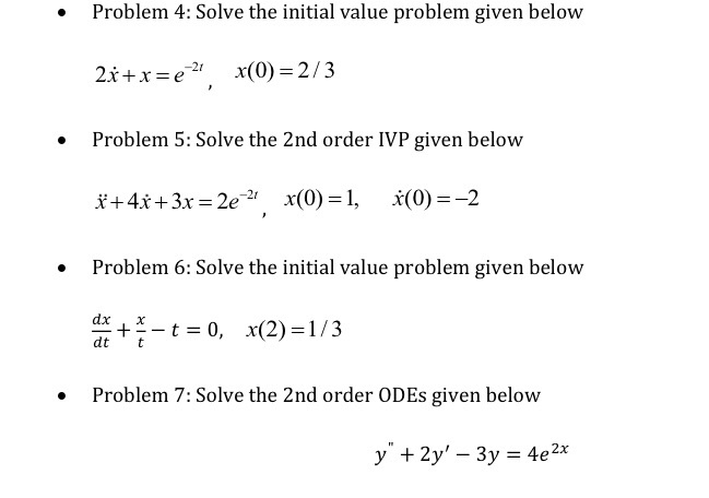 Solved Problem 4: Solve the initial value problem given | Chegg.com