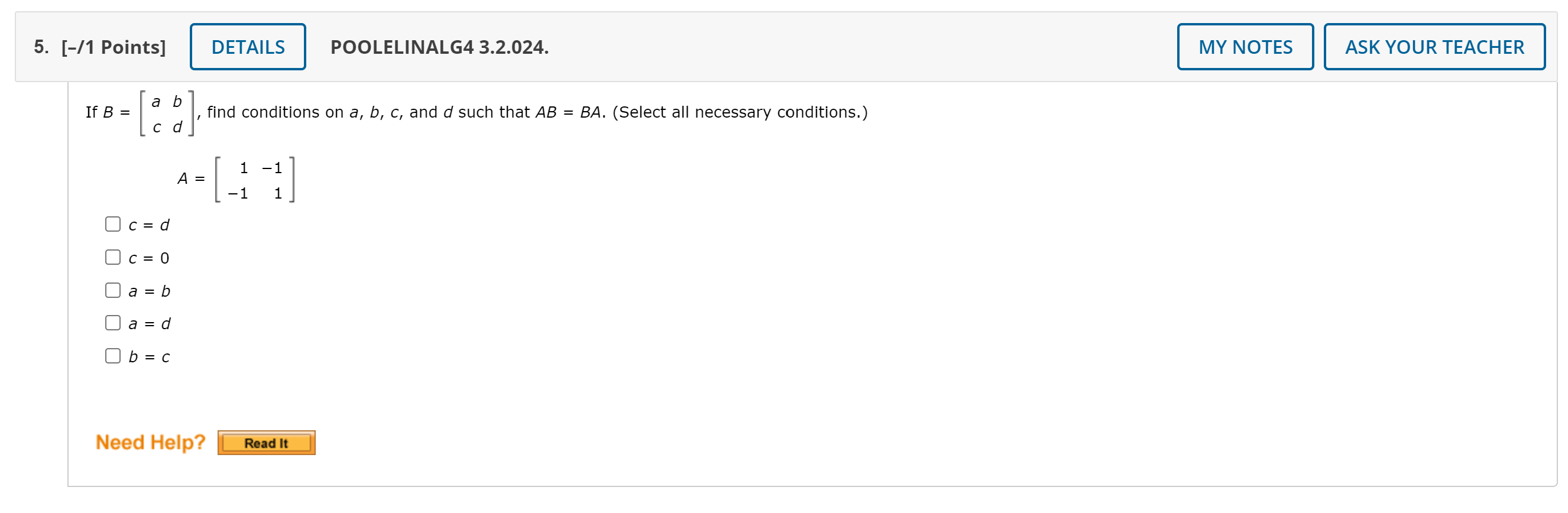 Solved 5. [-/1 Points] DETAILS POOLELINALG4 3.2.024. MY | Chegg.com
