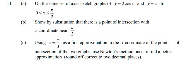 Solved (a) ﻿On the same set of axes sketch graphs of y=2cosx | Chegg.com