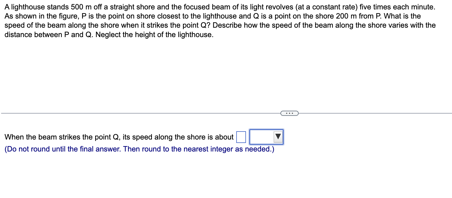 Solved A lighthouse stands 500 ﻿m off a straight shore and | Chegg.com