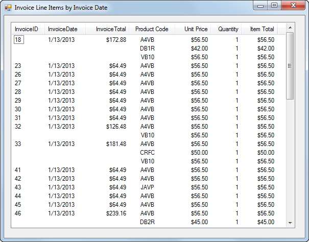 Design the form 1. Open the InvoiceLineItems project | Chegg.com