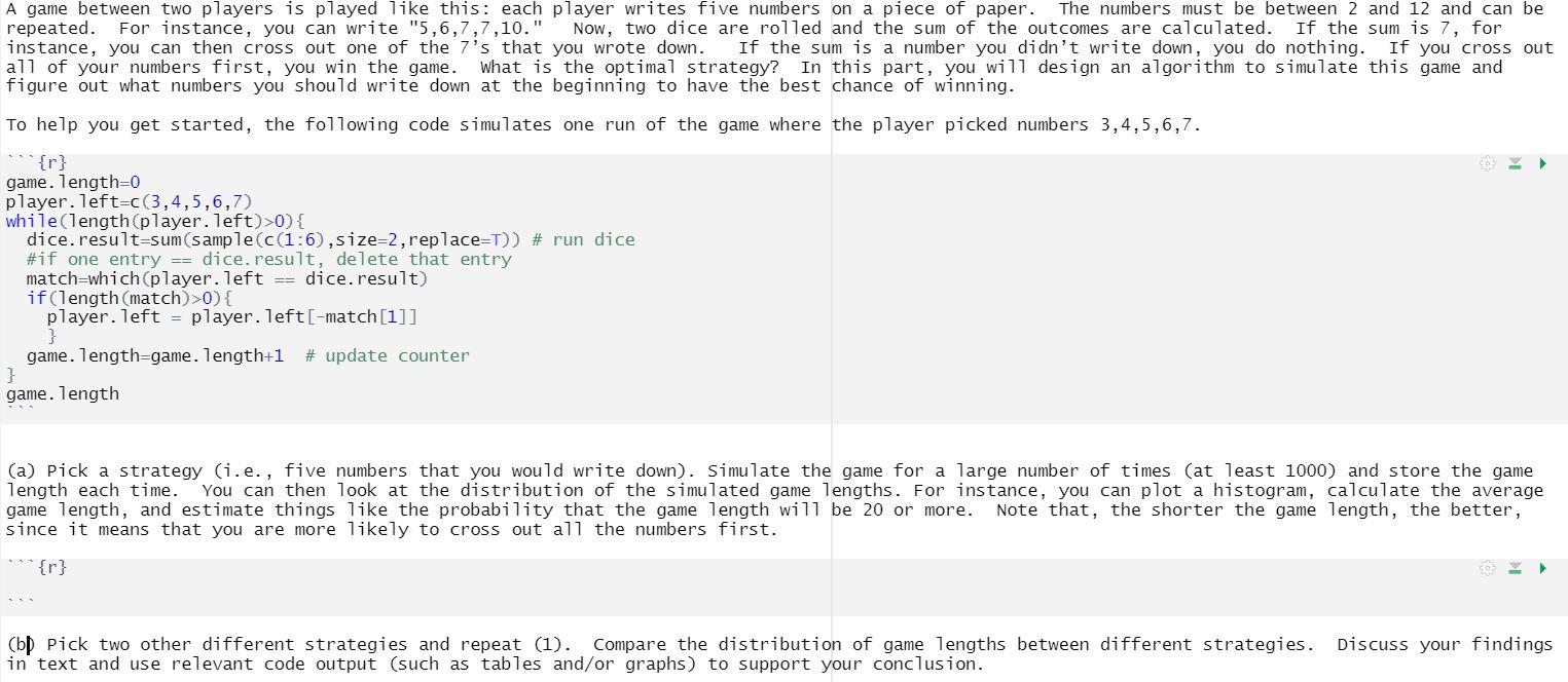 Solved A game between two players is played like this: each | Chegg.com