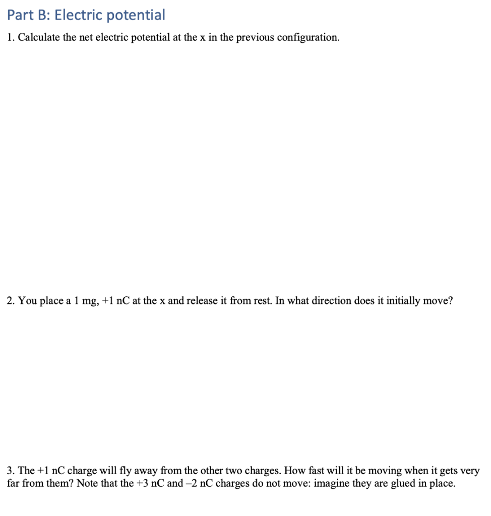 Solved +y1. Calculate the net electric potential at the x in | Chegg.com