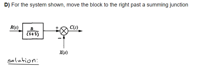 Solved D) For the system shown, move the block to the right | Chegg.com