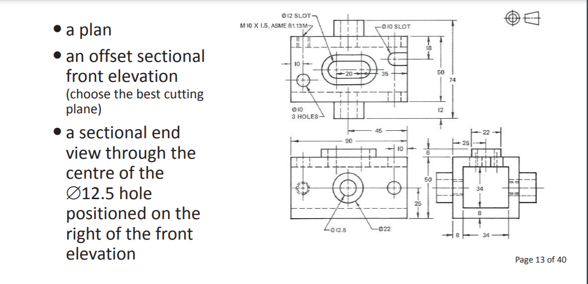 Solved 012 SLOT M10 X 1.5. ASME B1.13M OIO SLOT 18 1 10- 20 | Chegg.com
