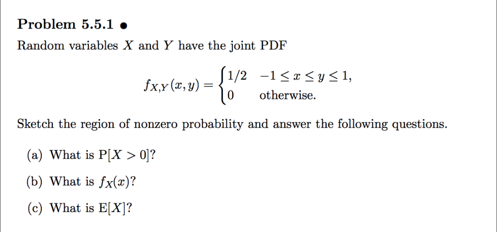 Solved Problem 5.5.1 . Random variables X and Y have the | Chegg.com