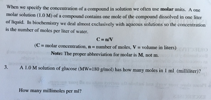 Solved When we specify the concentration of a compound in | Chegg.com