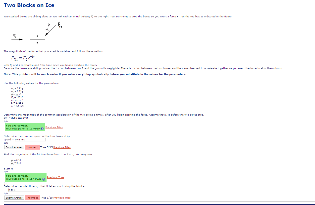 Solved Two Blocks on Ice Two stacked boxes are sliding along | Chegg.com