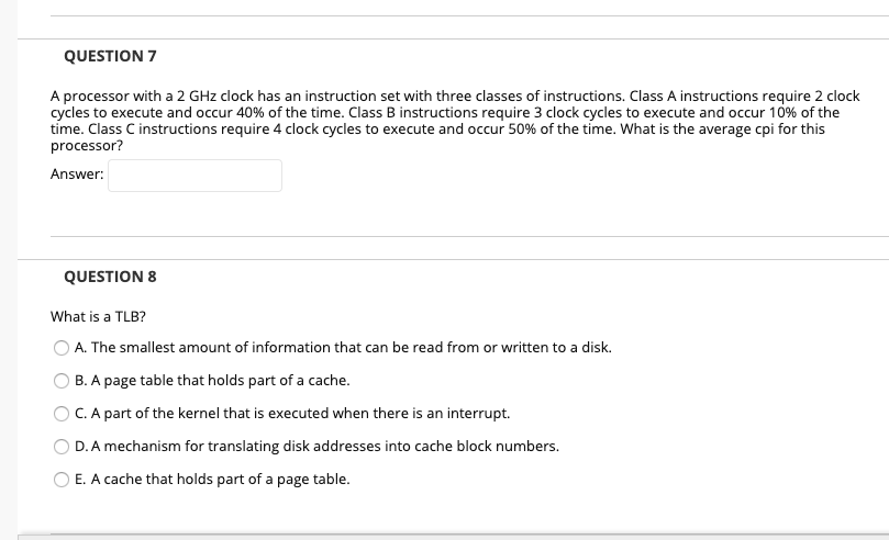 Solved QUESTION 7 A processor with a 2 GHz clock has an | Chegg.com