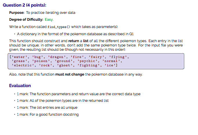 Solved Question 2 (4 points): Purpose: To practice iterating | Chegg.com