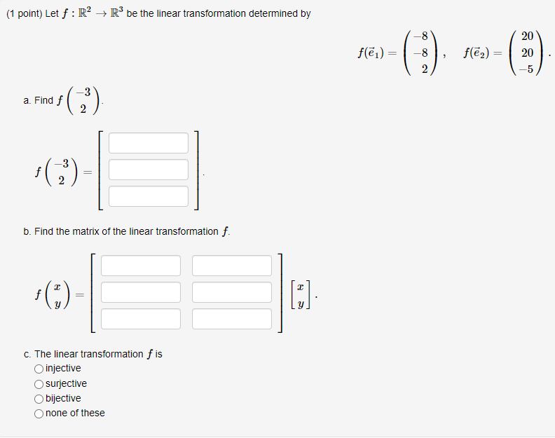 Solved 1 Point Let F R2 R Be The Linear Transformation