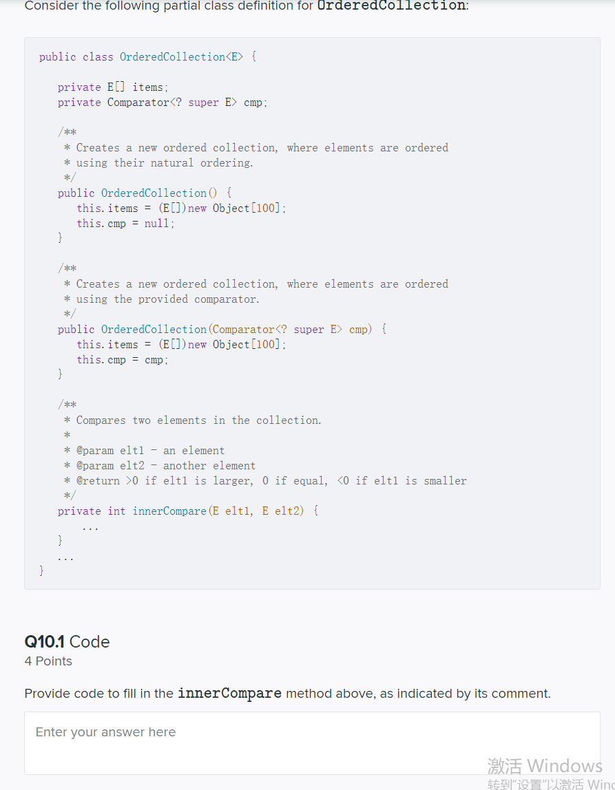 Consider the following partial class definition for | Chegg.com