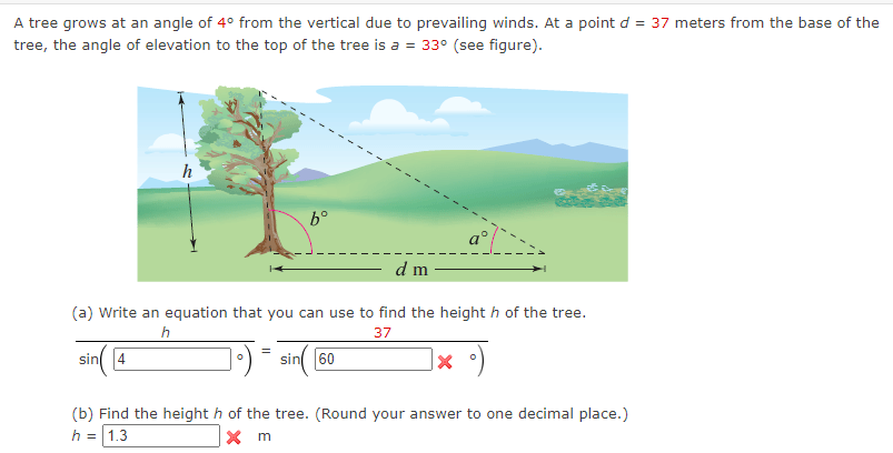 Solved A tree grows at an angle of 4° ﻿from the vertical due | Chegg.com