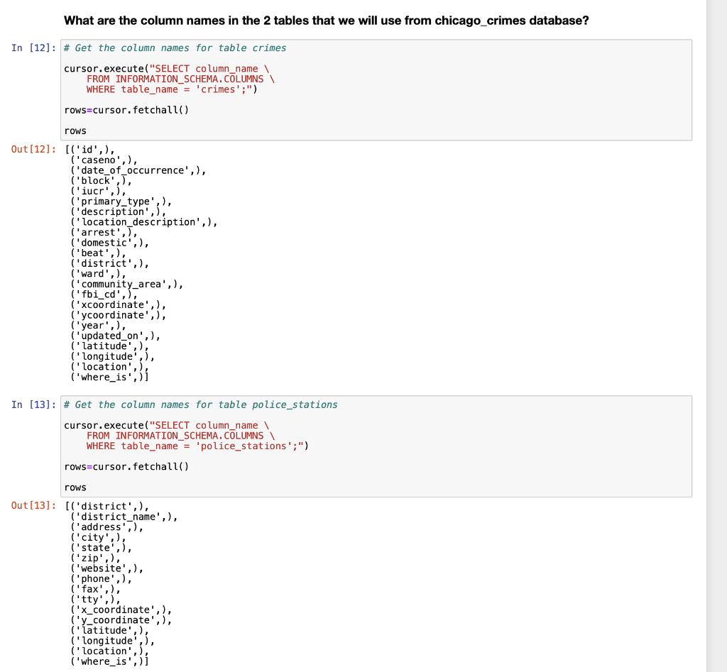Here is my Code: cursor.execute("SELECT district, | Chegg.com