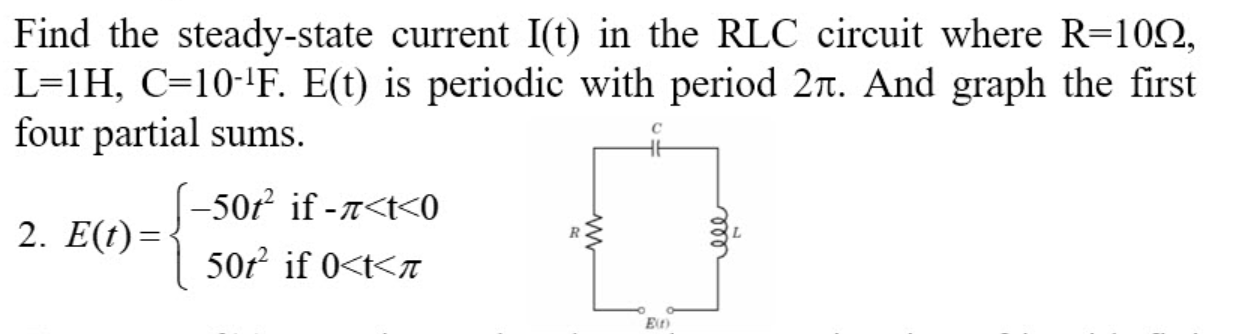 Solved Find the steady-state current I(t) in the RLC circuit | Chegg.com