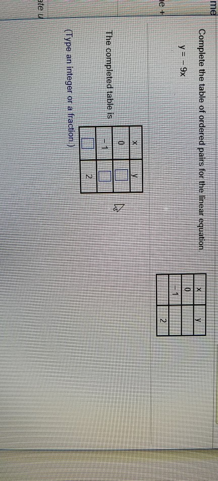 Solved Complete the table of ordered pairs for the linear | Chegg.com