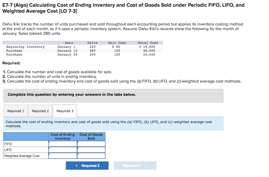 Solved E7-7 (Algo) Calculating Cost of Ending Inventory and | Chegg.com
