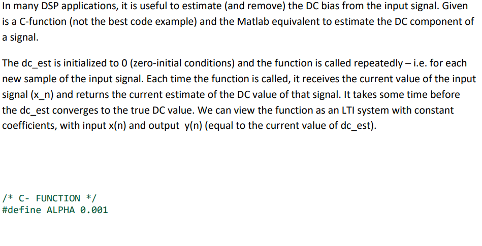 Solved In many DSP applications, it is useful to estimate | Chegg.com