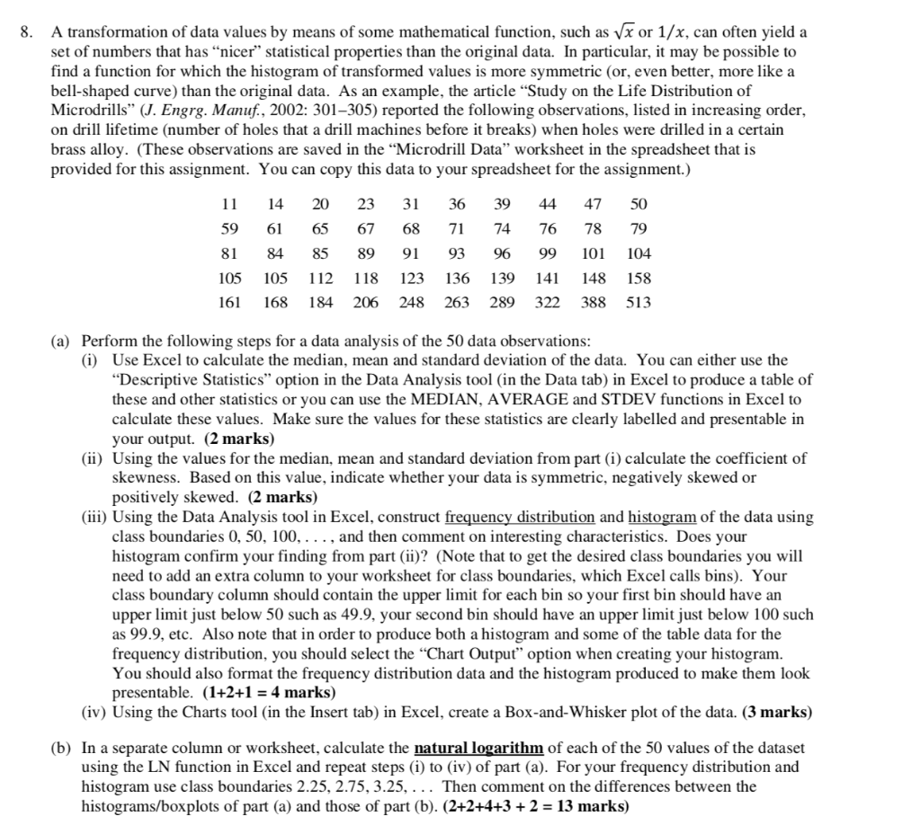 Solved 8. A transformation of data values by means of some | Chegg.com