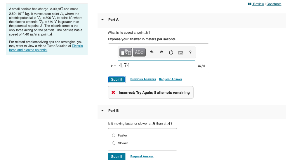 Solved A Review | Constants Part A A small particle has | Chegg.com