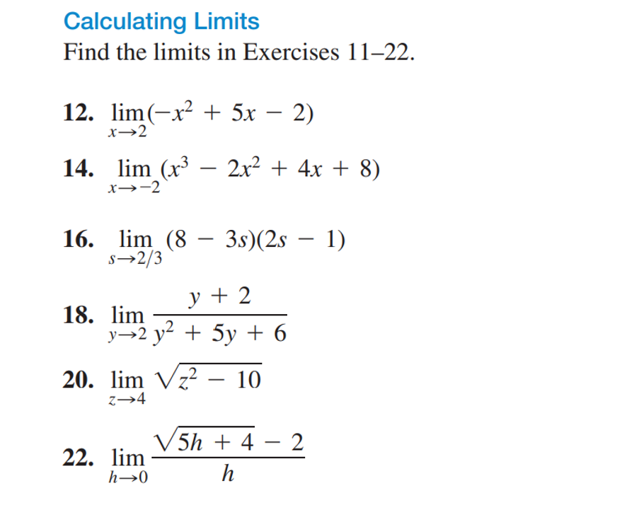 Solved Calculating Limits Find the limits in Exercises | Chegg.com