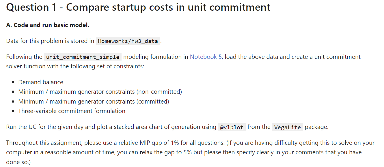 Solved This Notebook builds on the unit commitment model | Chegg.com
