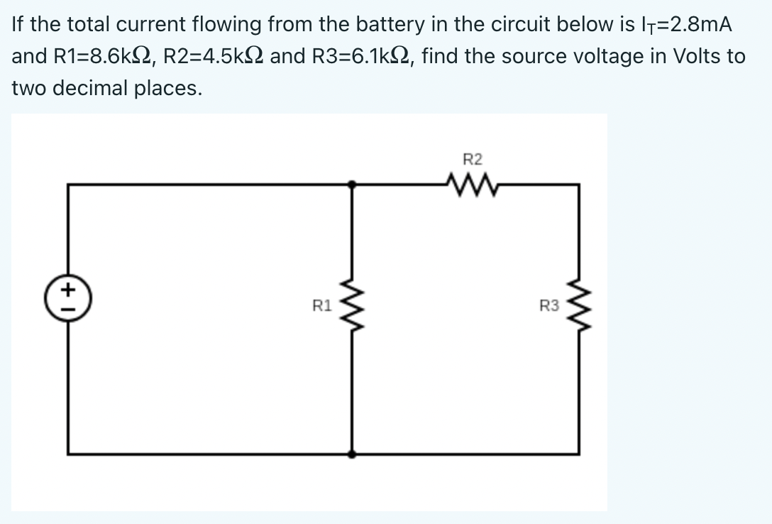 Solved If the total current flowing from the battery in the | Chegg.com