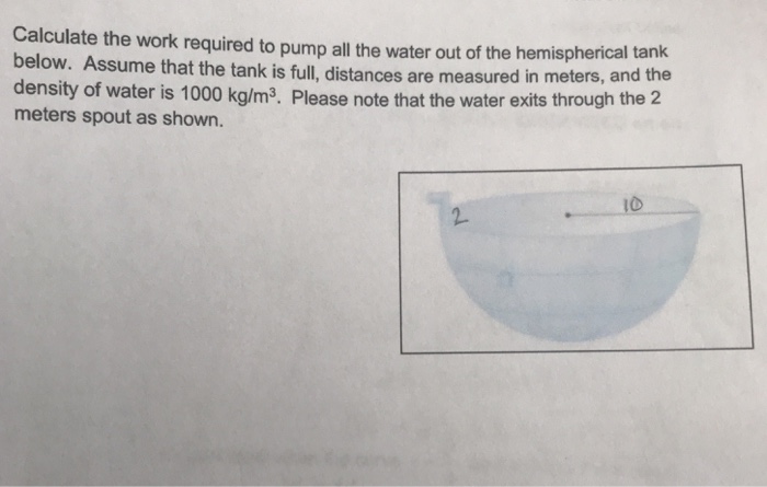 Solved Calculate the work required to pump all the water out | Chegg.com